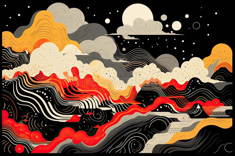 Graphic Abstraction Using Volcanic Motifs Stock Illustration ...