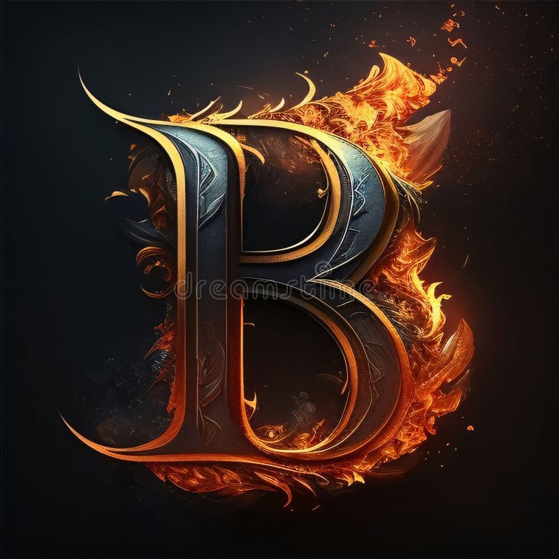 Burning Letter B in the Form of a Stylized Fire Stock Illustration ...