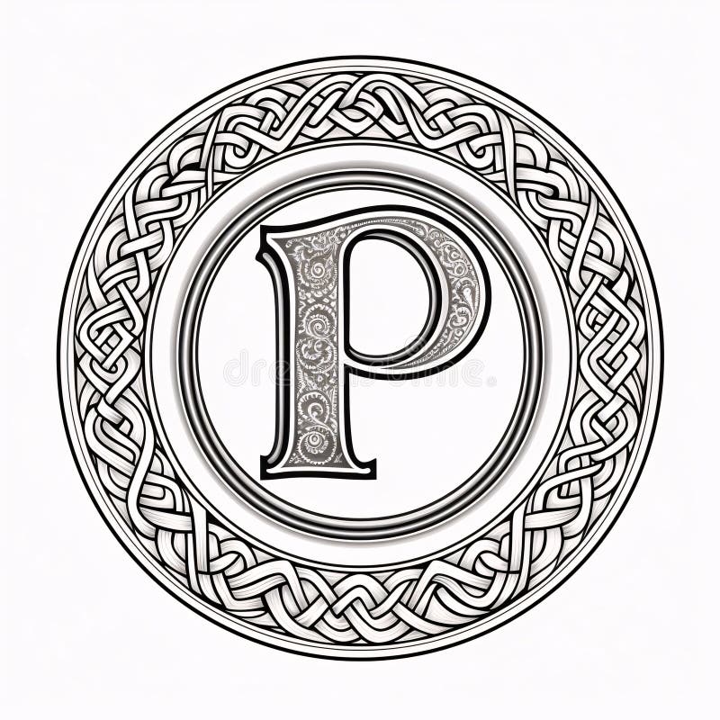 Celtic Letter P in the Form of a Circle with a Pattern Stock ...