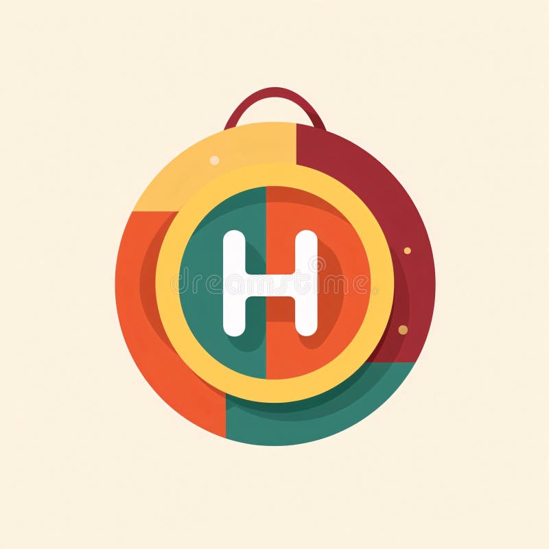 Colorful Circle with Letter H in Flat Style. Vector Design Template ...