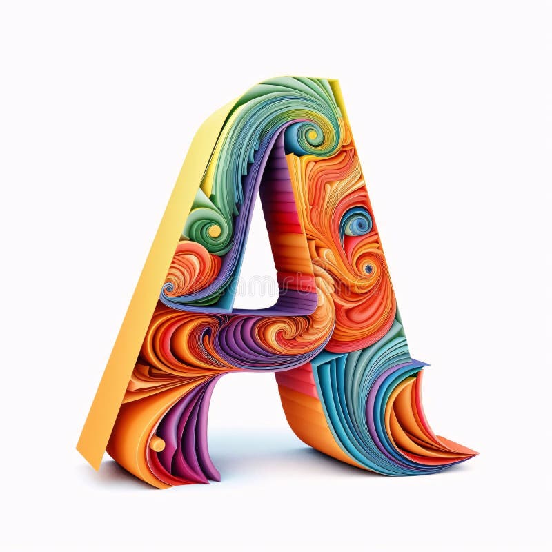 Colorful 3d Letter a in the Form of a Rainbow Stock Illustration ...