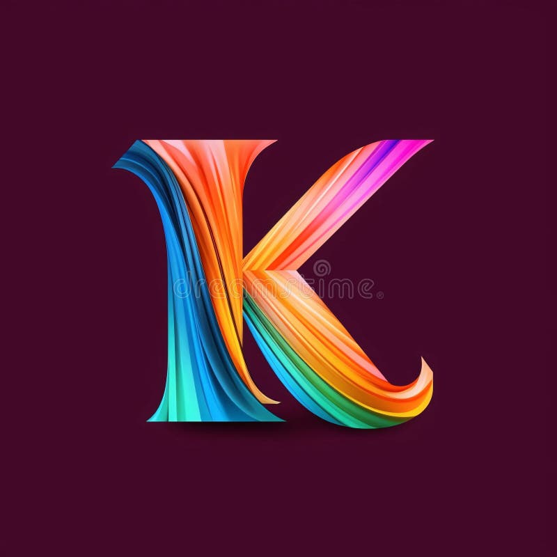 Colorful Letter K, 3d Vector Font with Shadow Effect Stock Illustration ...