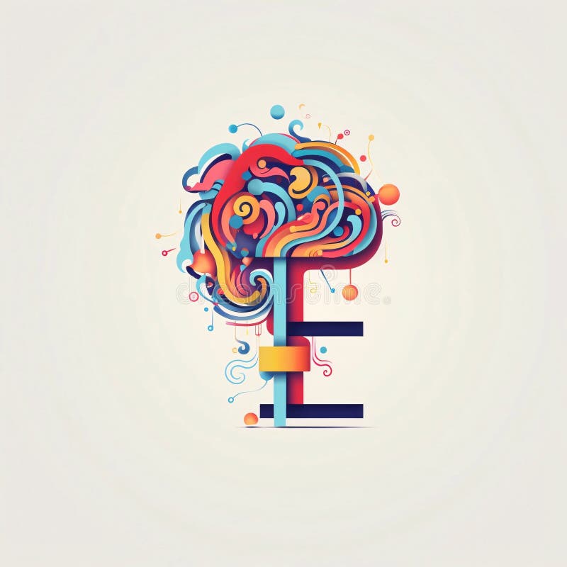 Colorful Vector Letter E in the Form of an Abstract Brain Stock ...