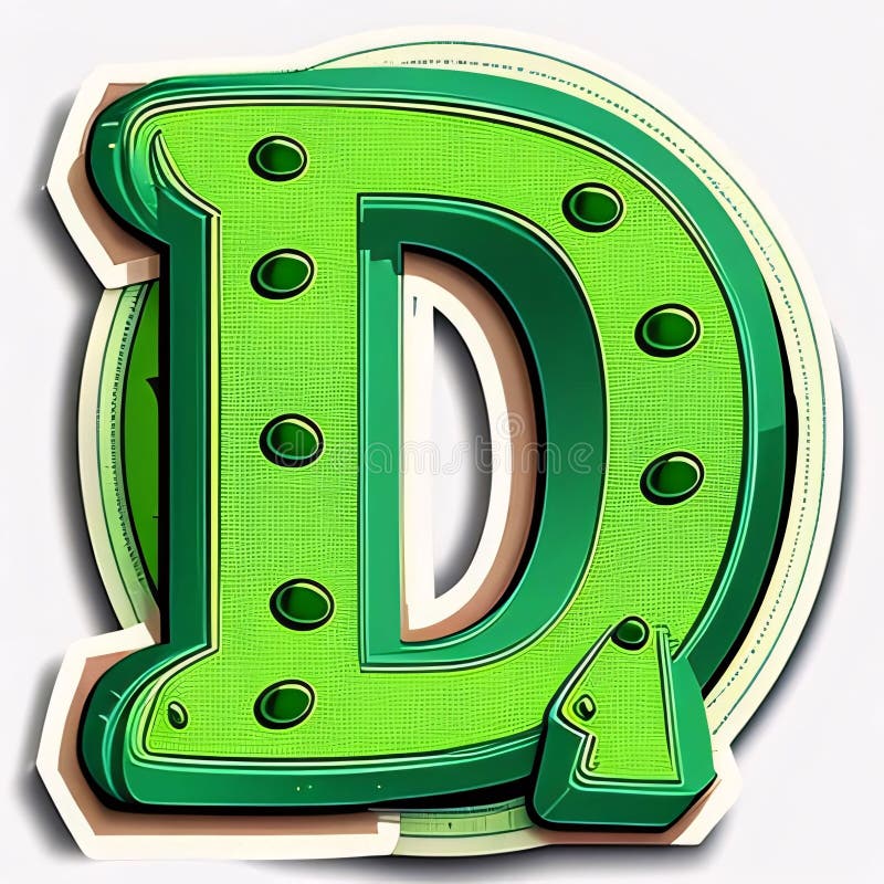 D Letter in Green and Black, 3d Render, Square Shape Stock Illustration ...
