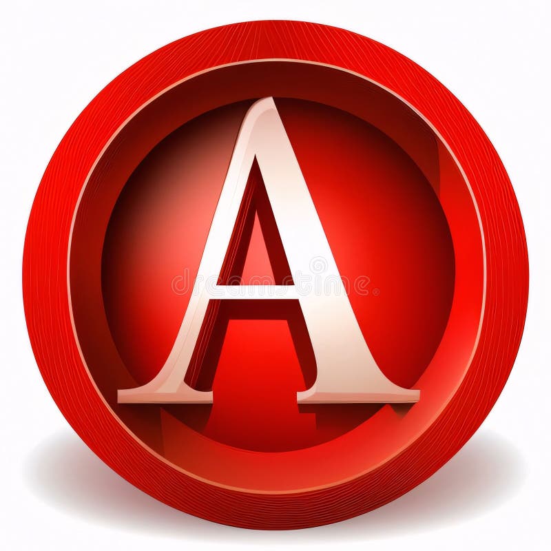 3d Letter a on a Red Circle. Vector Illustration Stock Illustration ...