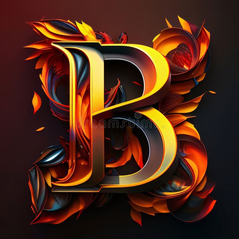3d Render, Letter B, in the Form of Fire Flames Stock Illustration ...