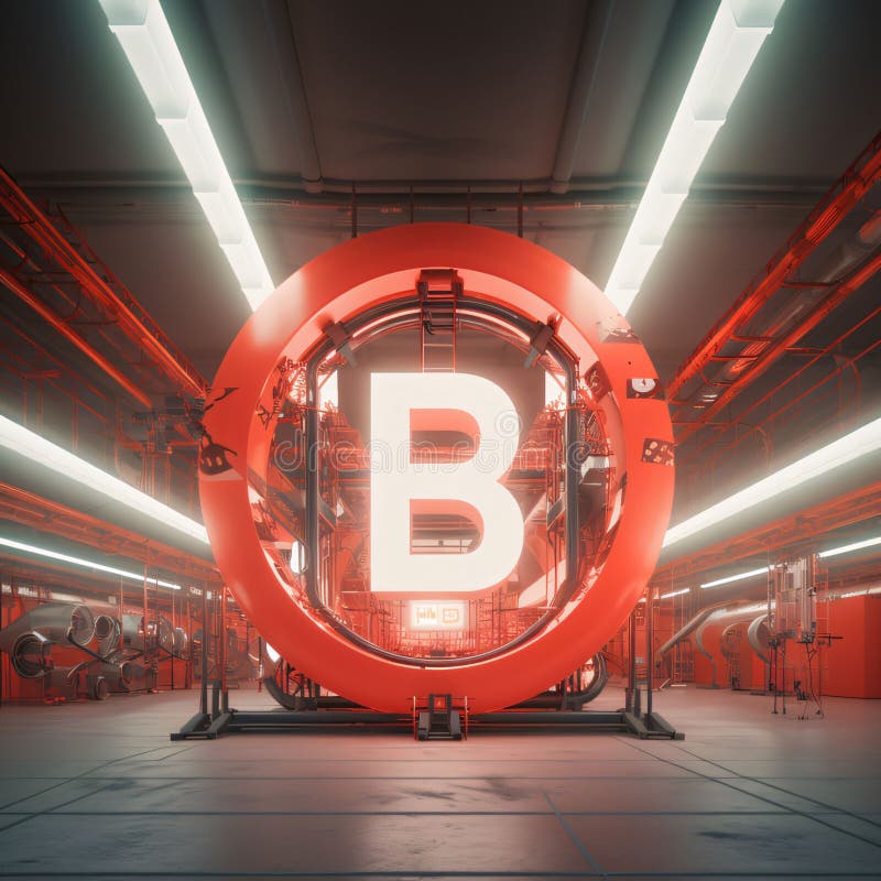 3D Rendering of a Big Red Letter B in a Factory Interior Stock ... 3D Rendering of a Big Red Letter B in a Factory Interior Stock ...