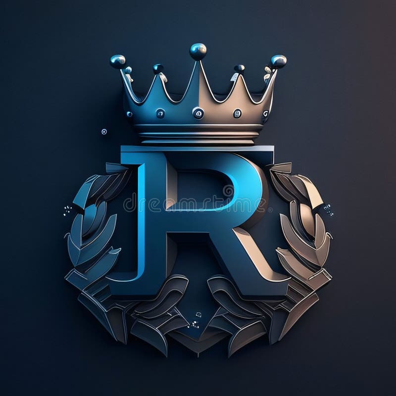 3d Rendering of Letter R in the Form of a Shield with Crown Stock ...