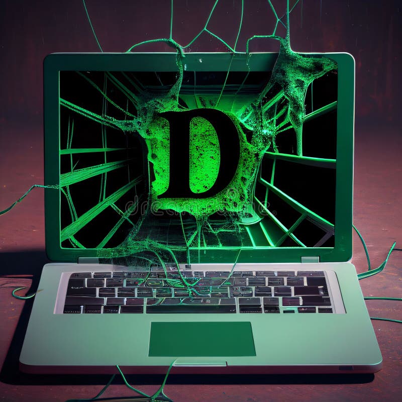 3d Rendering of a Virus Attack on a Laptop Screen. Computer Virus ...