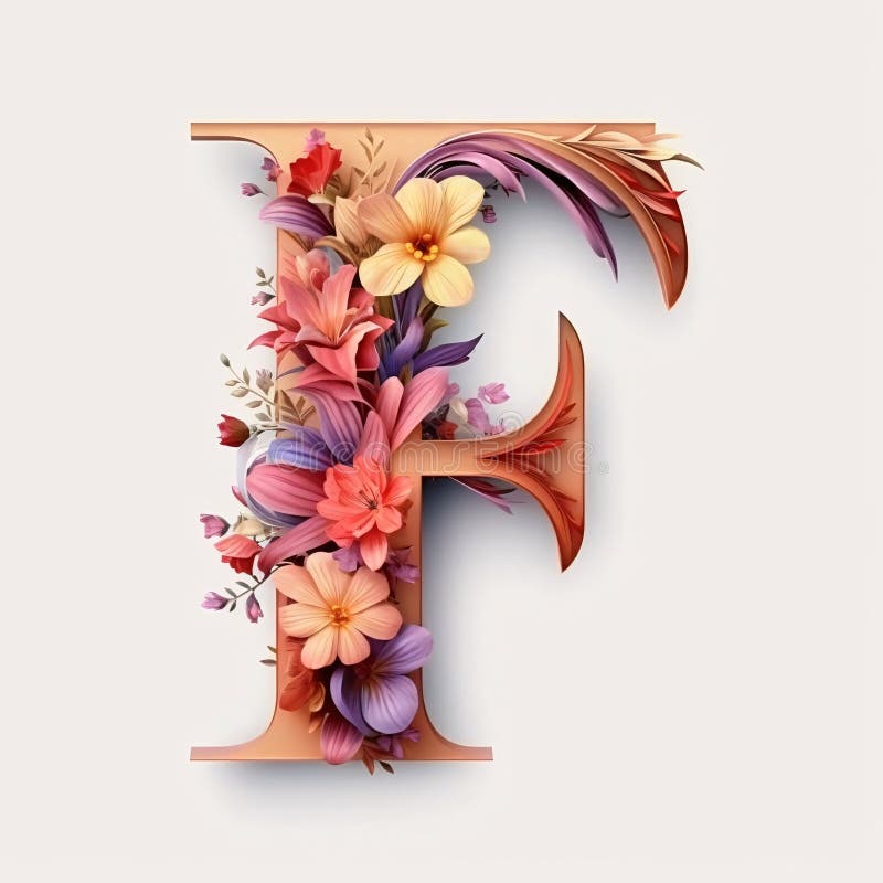 Floral Alphabet. Letter F Decorated with Flowers Stock Illustration ... Floral Alphabet. Letter F Decorated with Flowers Stock Illustration ...