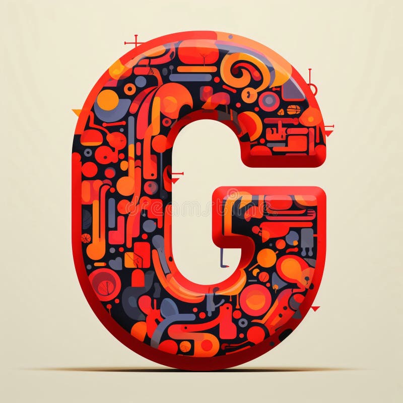 Futuristic Letter G with Abstract Design Elements. Vector Illustration ...