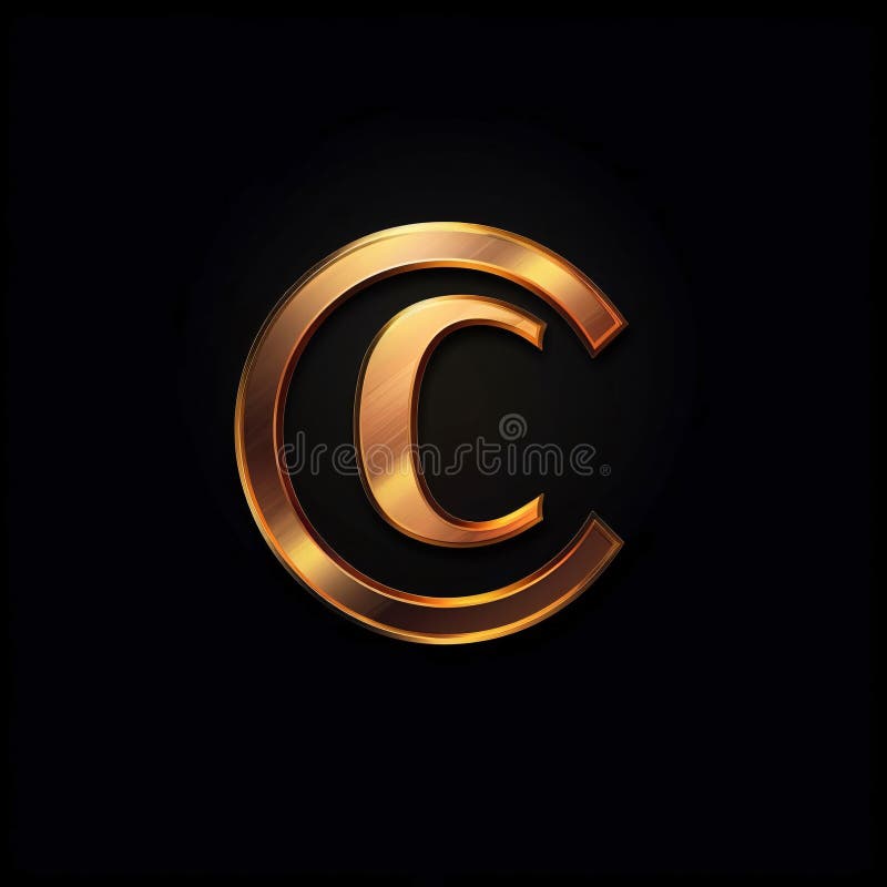 Gold Letter C on Black Background. Vector Design Template Elements for ...