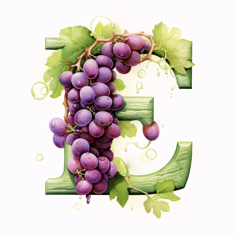 Grape Font. Letter E Made of Grapes Stock Illustration - Illustration ...