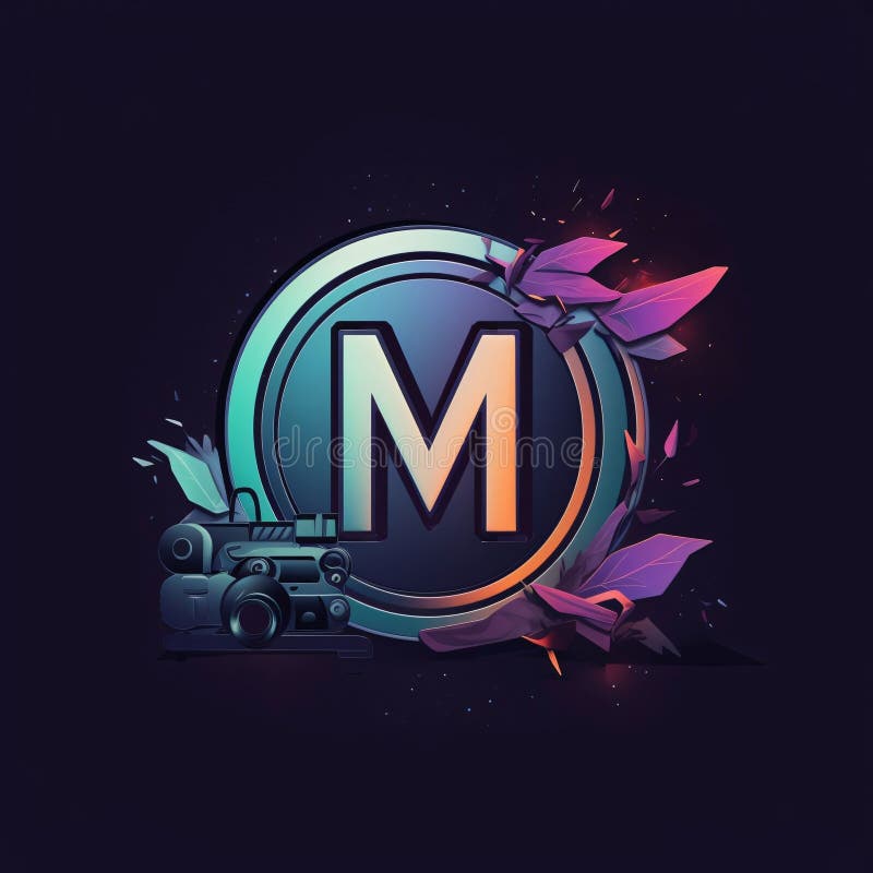 Initial Letter M with Camera and Leaves, Vector Logo Design Template ...