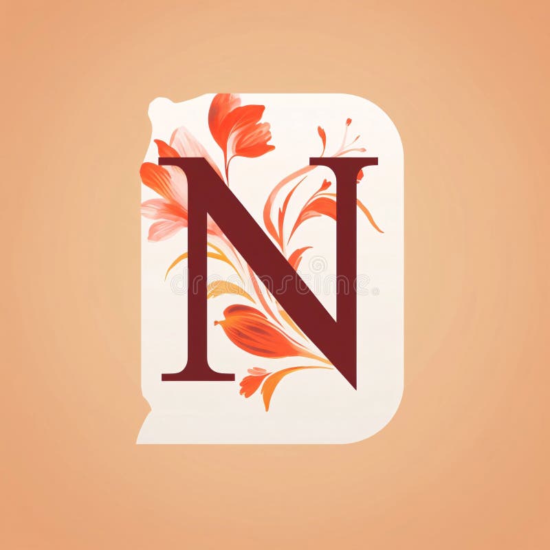 Initial Letter N with Floral Pattern, Vector Illustration EPS 10 Stock ...