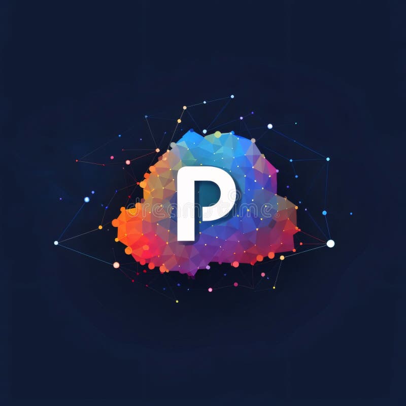 Initial Letter P Logo with Polygonal Mosaic Background. Technology ...