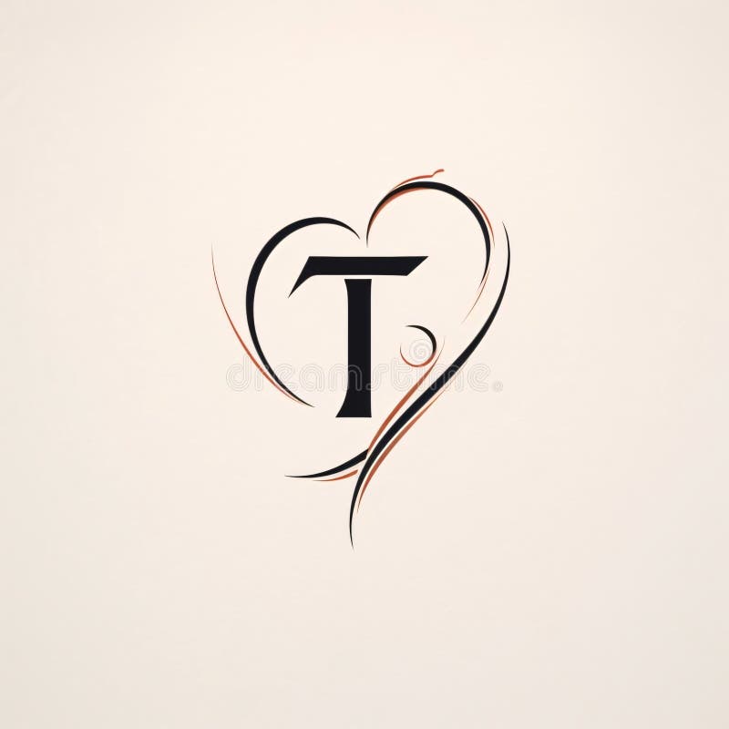 Initial T Monogram in the Form of a Heart. Vector Illustration Stock ...
