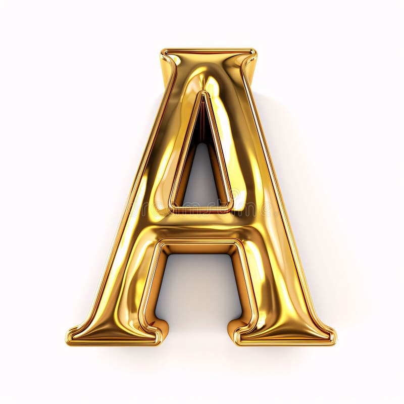 Letter a from the Alphabet Made of Gold Solid, 3D Rendering Stock ...