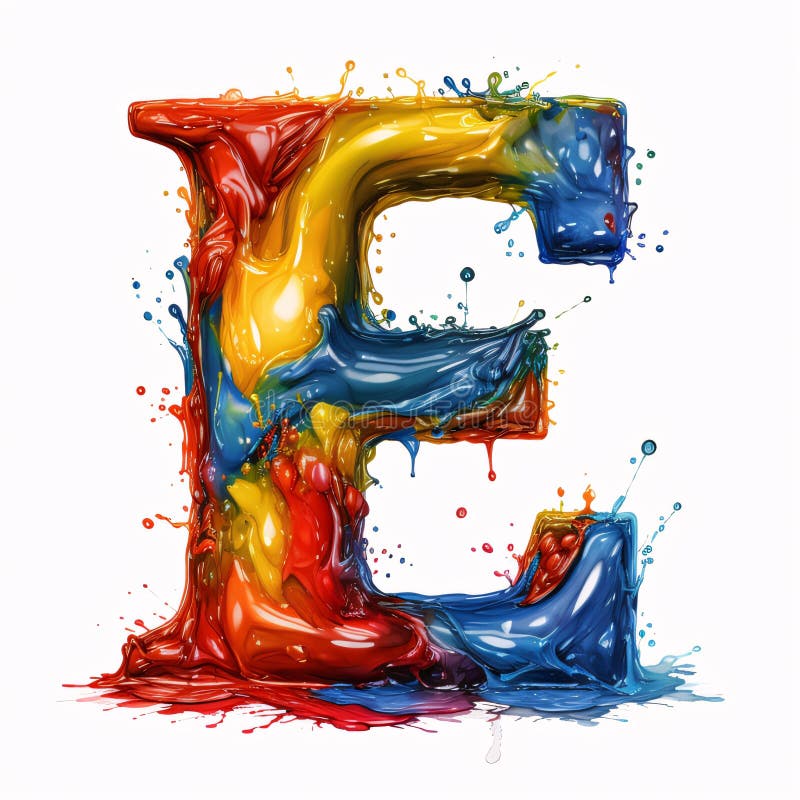 Letter E of the Alphabet Made of Multi-colored Paint Splashes Stock ...