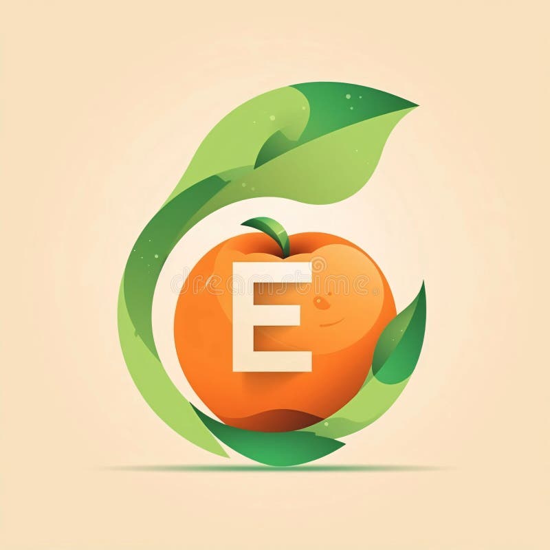 Letter E with Apple and Leaf. Design Template Elements for Your ...