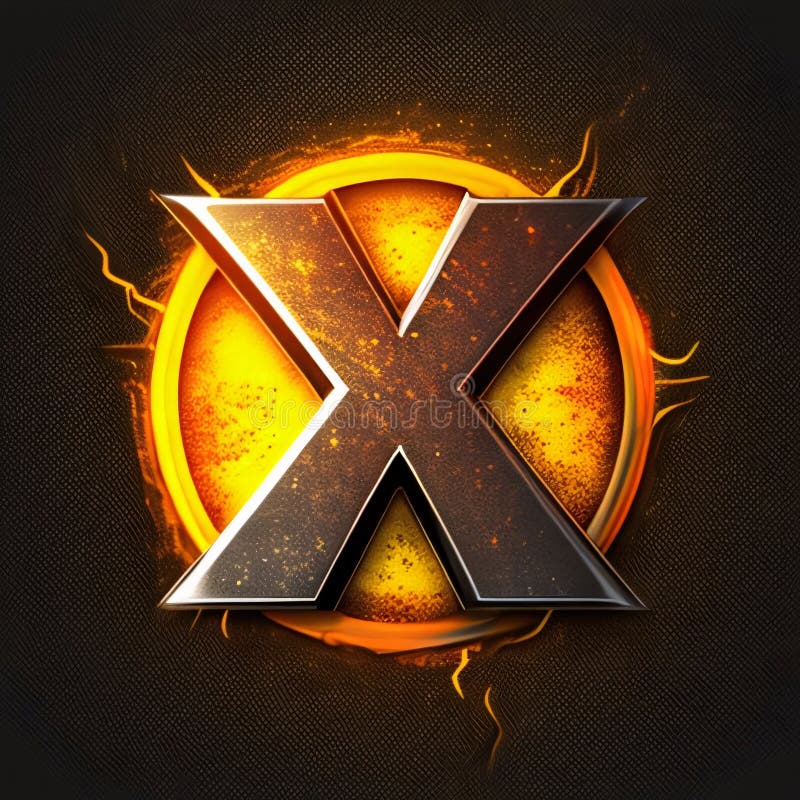 X Letter with Fire Flame on Black Background. 3d Illustration Stock ...