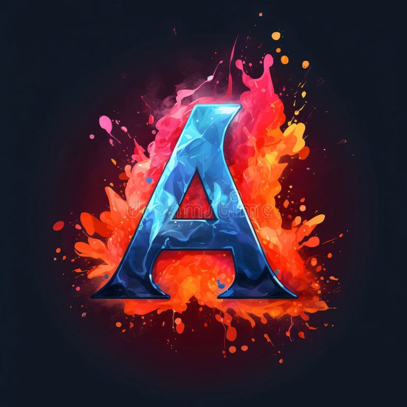 W Letter with Colored Smoke and Fire Effect on Black Background. Vector ...