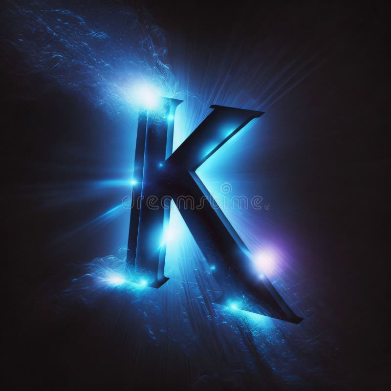 Letter K in Space, Computer Generated Abstract Background, 3D Render ...