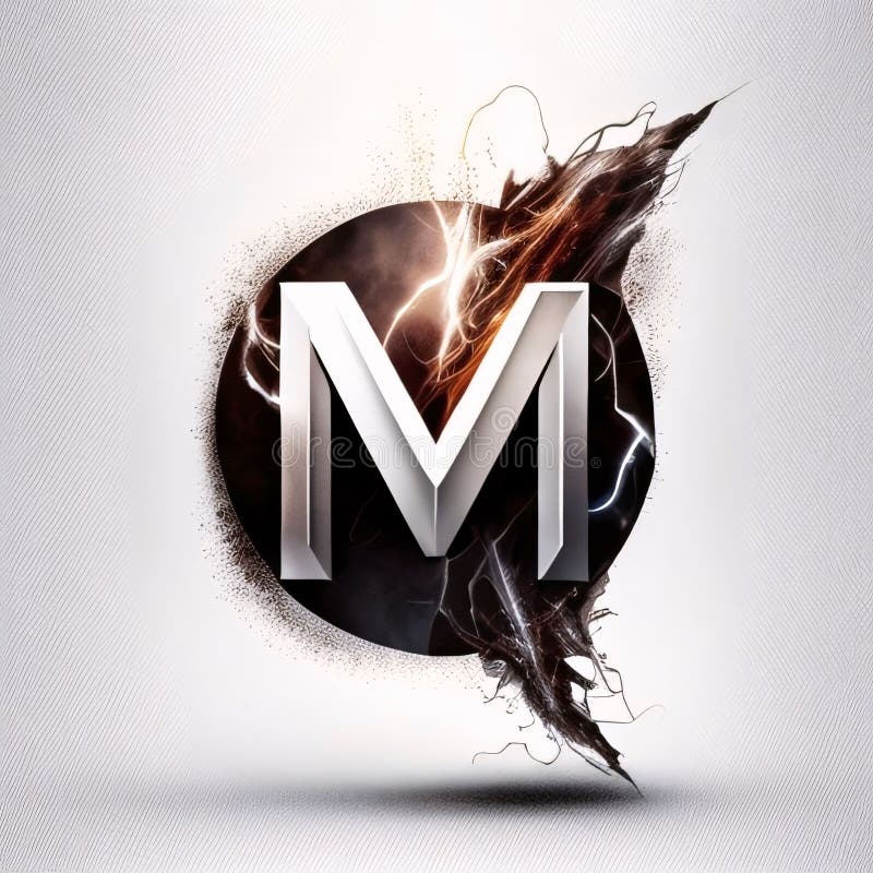 Letter M with Lightning Effect on a White Background. 3d Rendering ...