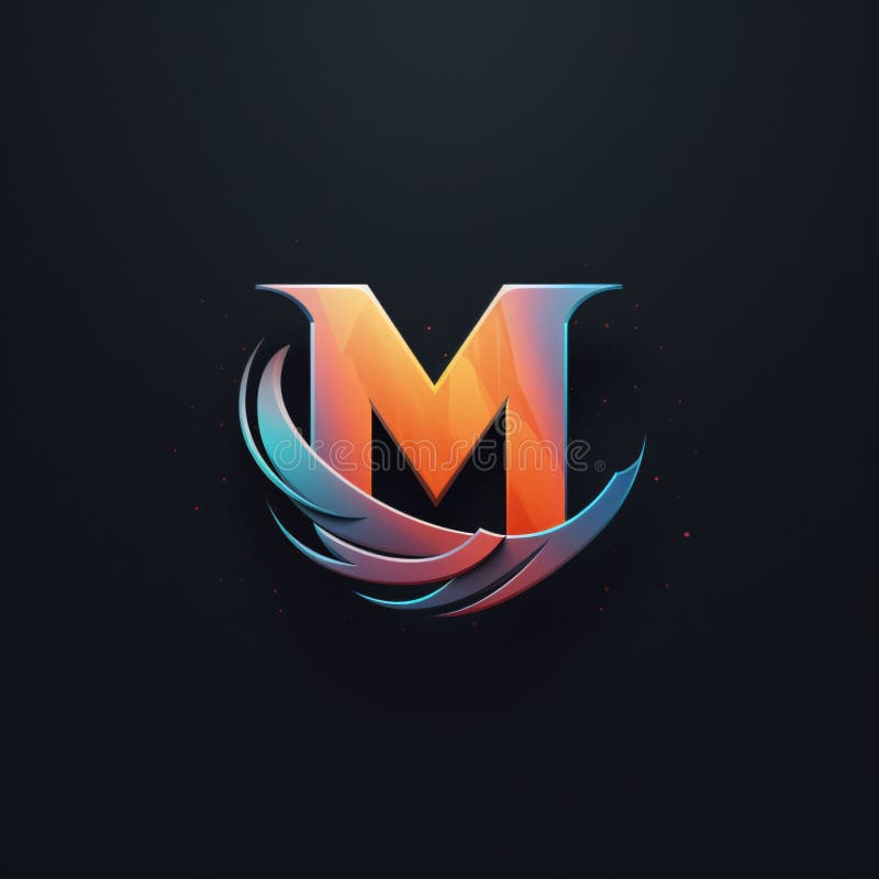 Letter M Logotype with Blue and Orange Flames, Vector Design Template ...