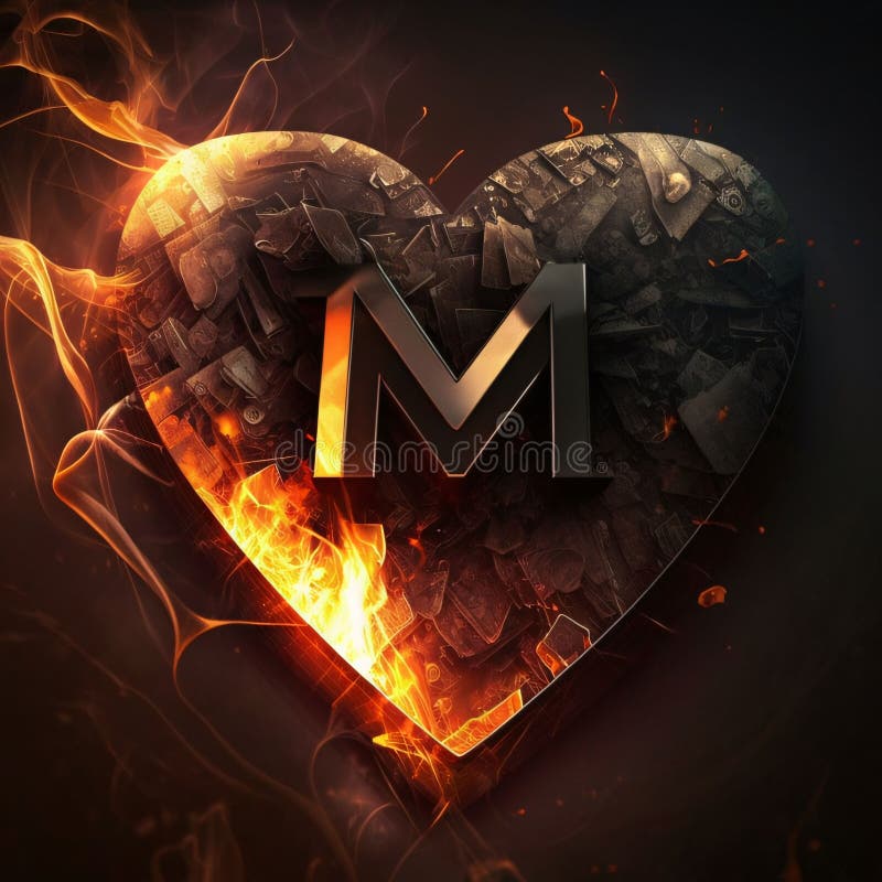 The Letter M in the Shape of a Heart on a Dark Background Stock ...