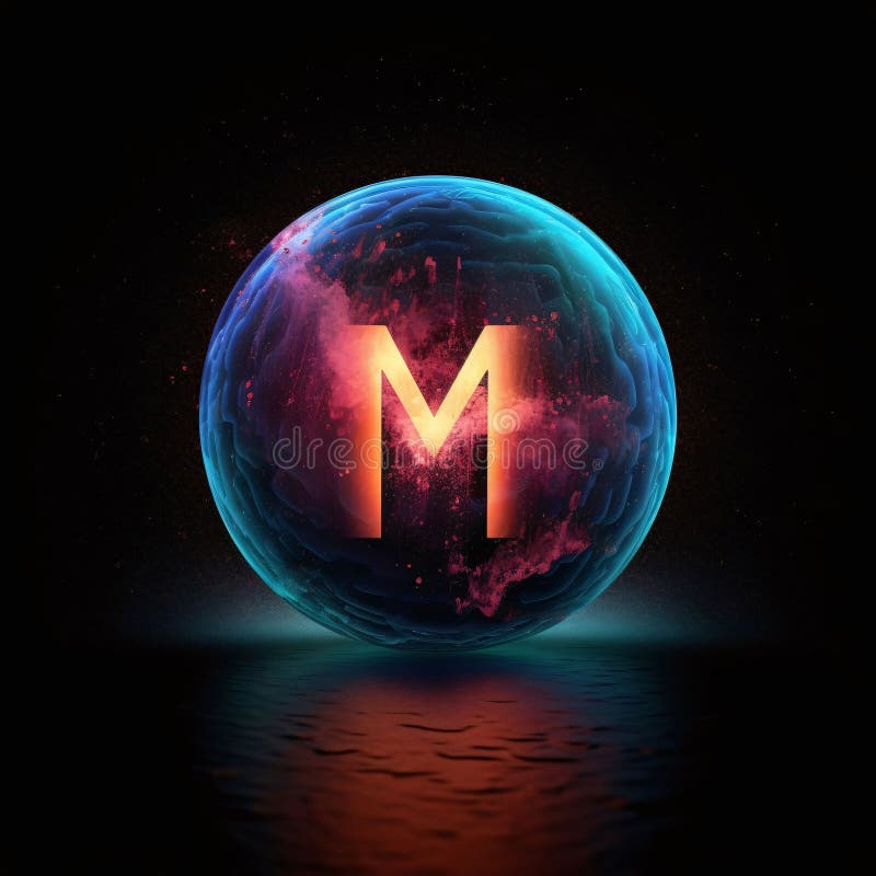Letter M in a Sphere. 3D Rendering Stock Illustration - Illustration of ...