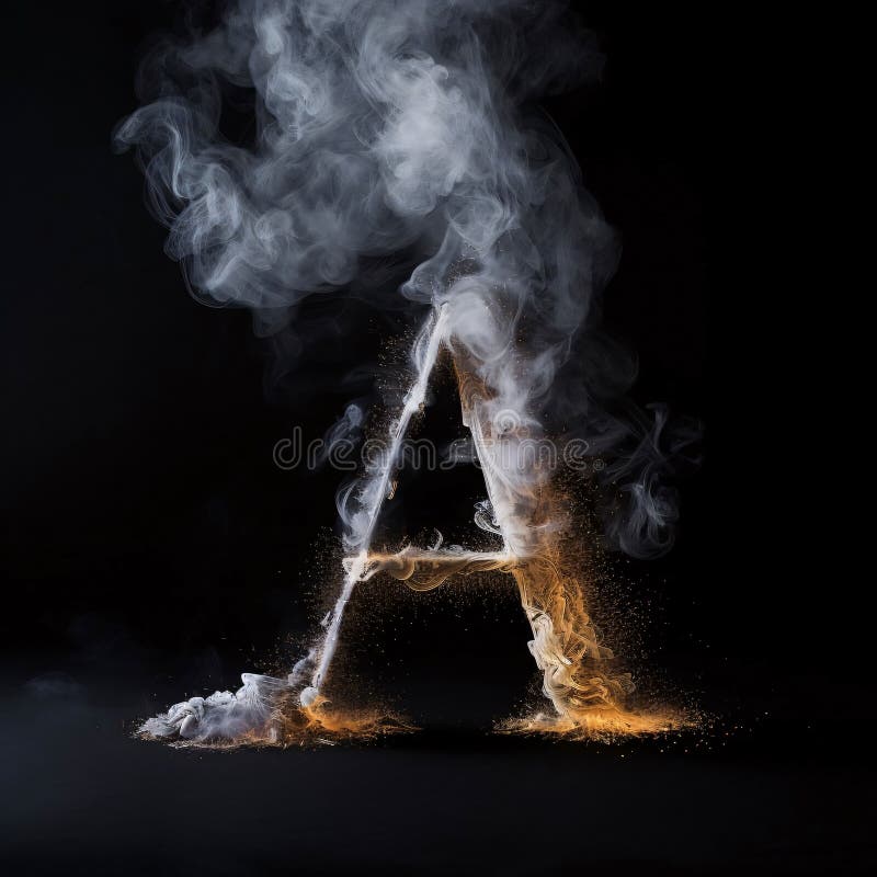The Letter a of the Alphabet Made of Colored Smoke on a Black ...