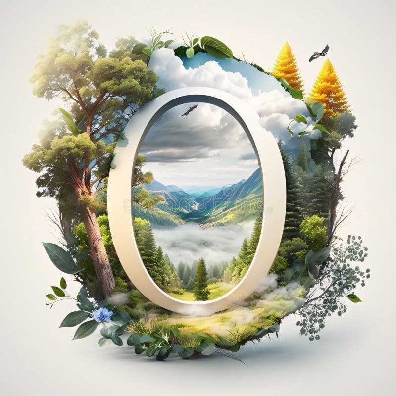 The Letter O in the Form of a Frame Surrounded by Nature Stock ...