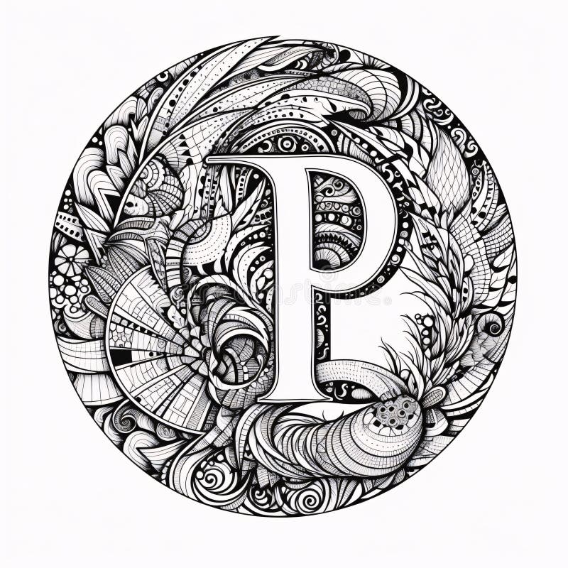 Letter P with Floral Pattern. Vector Illustration Stock Illustration ...