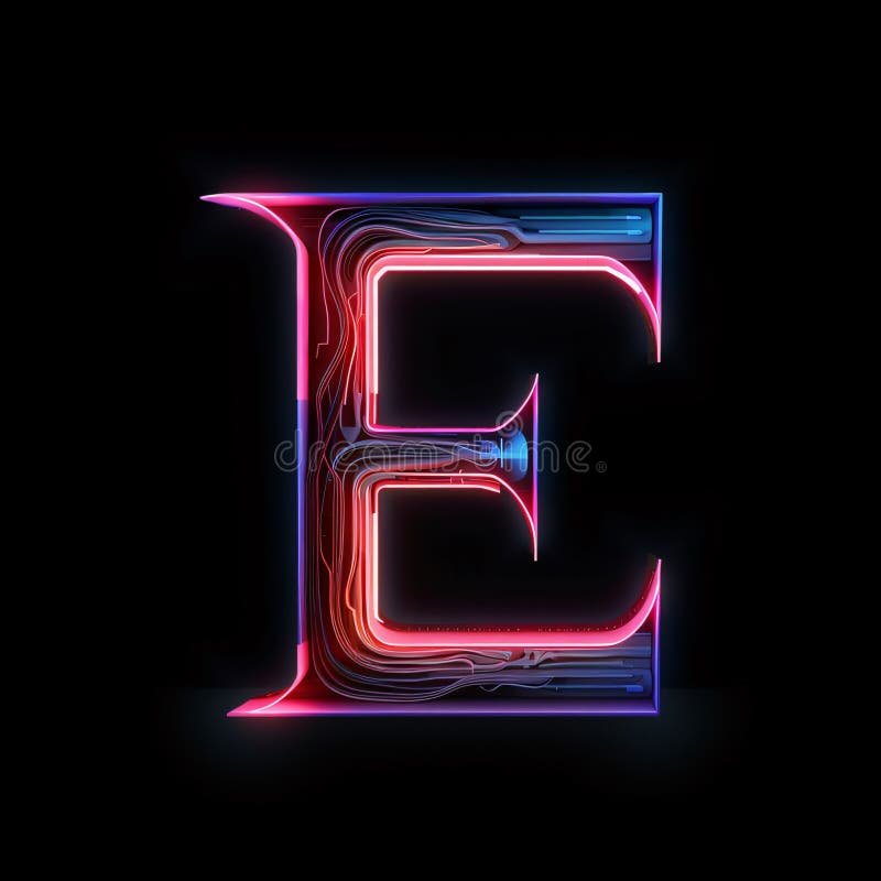 Neon Letter E in the Style of the 80s. Vector Illustration Stock ...