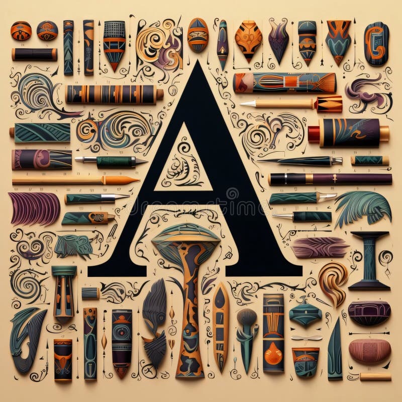 Set of Decorative Objects in the Form of a Letter a. Vector ...