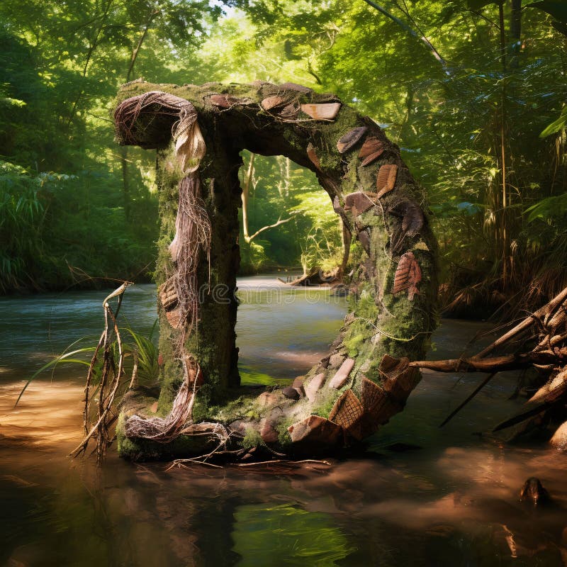 Tropical Forest with a Waterfall in the Shape of a Letter D Stock ...