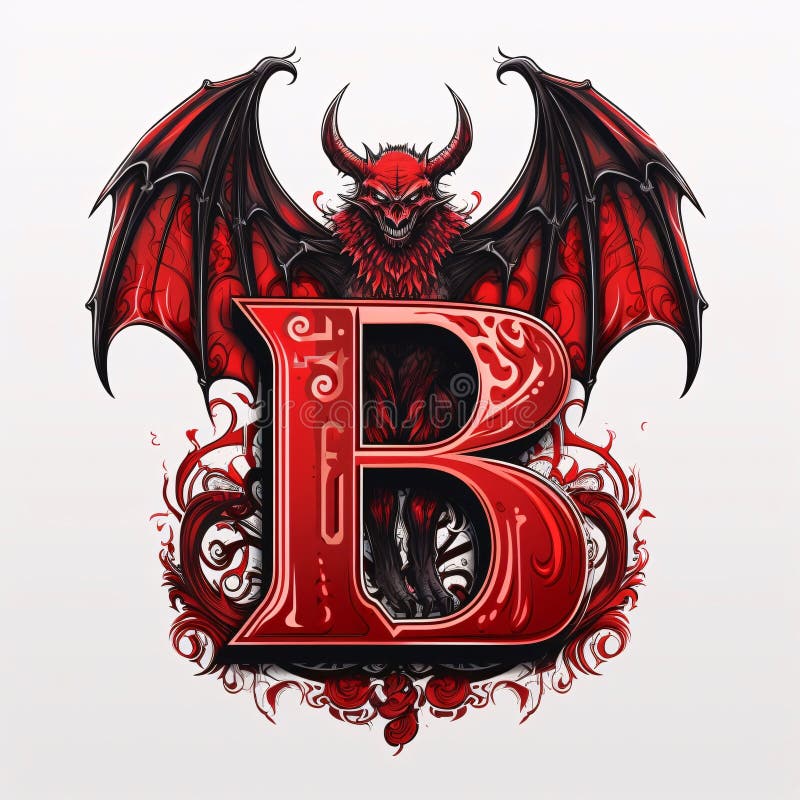 Vector Illustration of the Letter B with a Red Dragon in the Style of ...