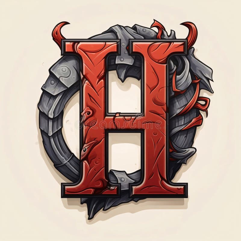 Vector Illustration of the Letter H in the Gothic Style. Gothic Font ...