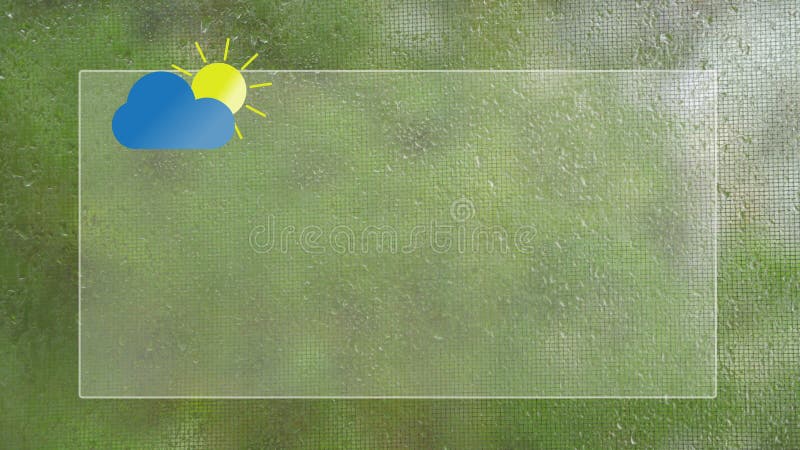 Graphic Animation of Weather Forecast Against Background of Rain. Empty ...