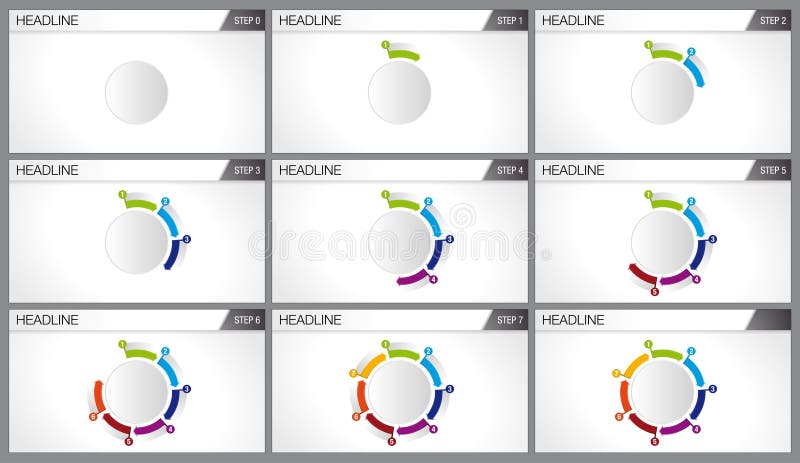 Graphic of 7 Arrows of Different Colors Forming a Cycle. Stock Vector ...