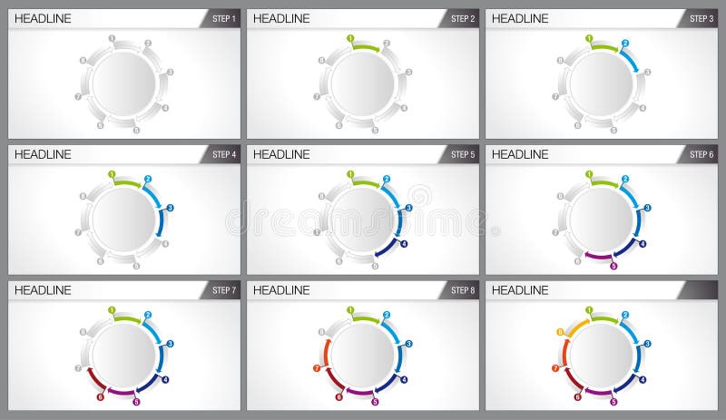 Graphic of 8 Arrows of Different Colors Forming a Cycle. Stock Vector ...