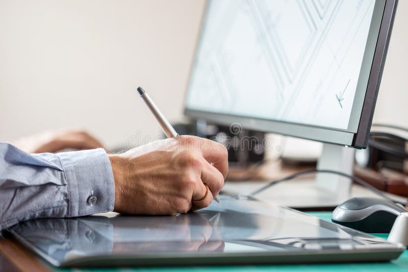 Graphic Artist Using Graphics Tablet Stock Image - Image of designer ...