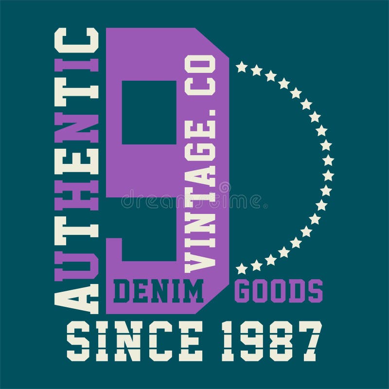 Graphic AUTHENTIC DENIM VINTAGE Stock Illustration - Illustration of ...
