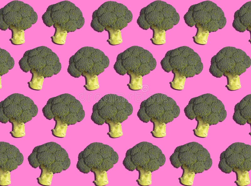 Graphic Background Pattern of Broccoli Against Pink Background Stock ...