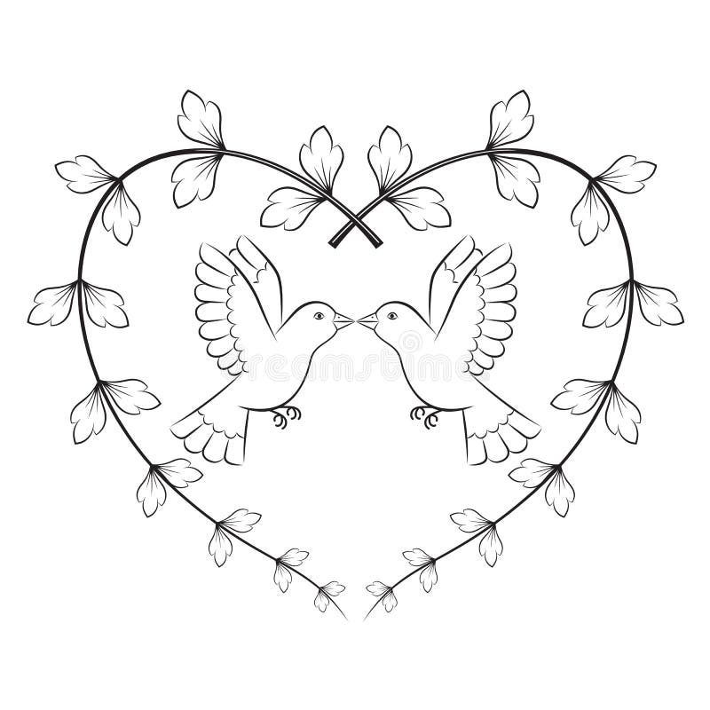 Graphic Bird in Heart, Vector Stock Vector - Illustration of vine, draw ...