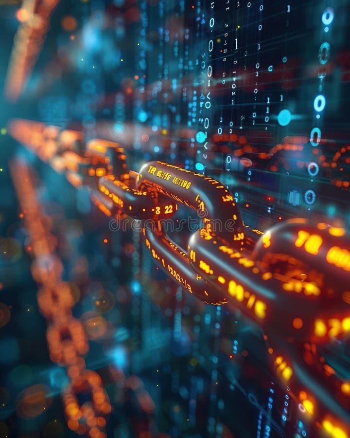 Graphic of Blockchain Technology with Secure Digital Transactions Stock ...