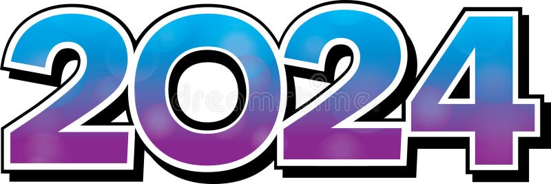 2024 Blue and Purple Number Graphic Stock Illustration - Illustration ...