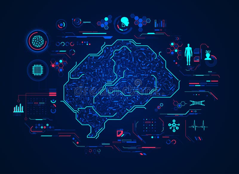 AI Brain stock vector. Illustration of electronic, genius - 131507907
