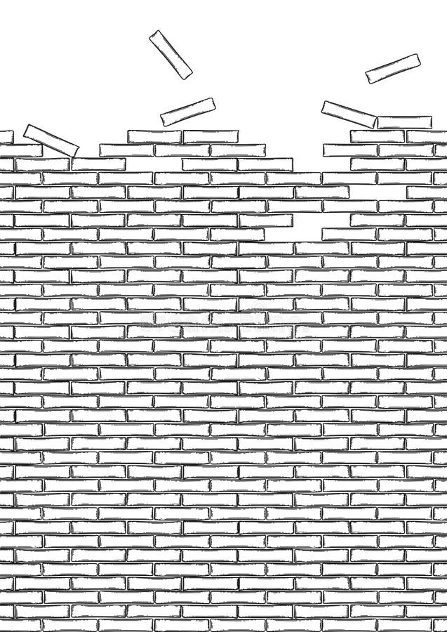 Graphic Brick Wall Drawn in the Engraving Technique Stock Vector ...